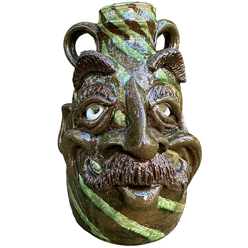 Robin Rodgers Double Handle 9" Dark Green Swirl Face Jug DP3631 ...