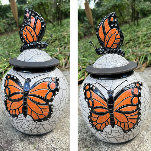 Robin Rodgers 13" Butterfly Lidded Jar DP4956 - Christopher Park Gallery