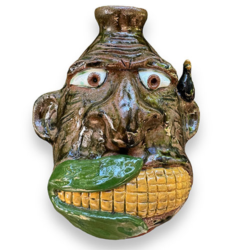Brian Wilson 8.25" Corn Mouth Face Jug DP4552 - Christopher Park Gallery